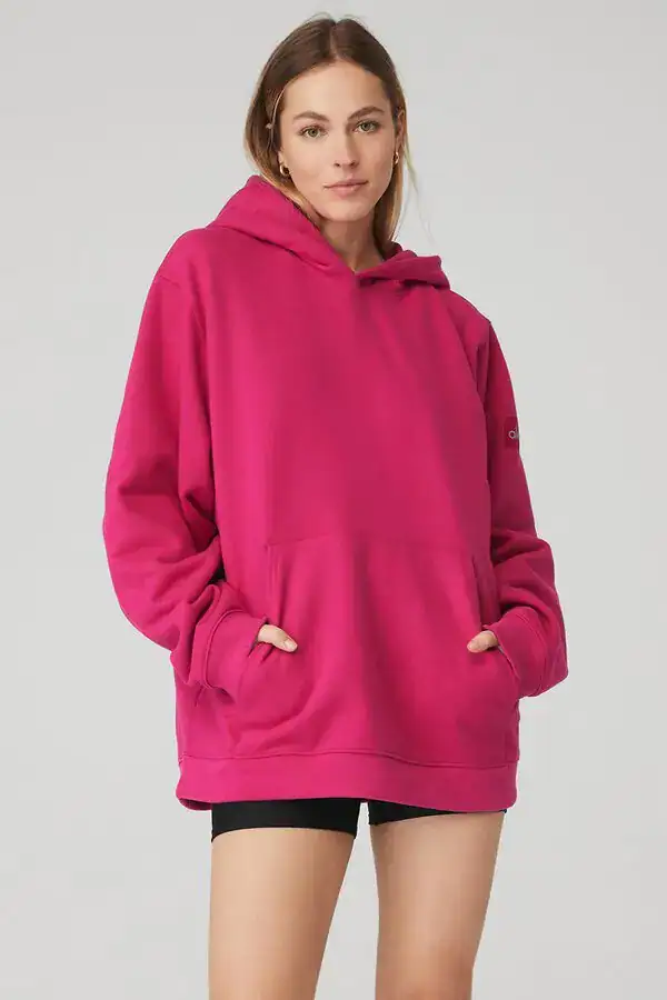 Alo Yoga Renown Heavy Weight Hoodie In Magenta Crush - 20% Off